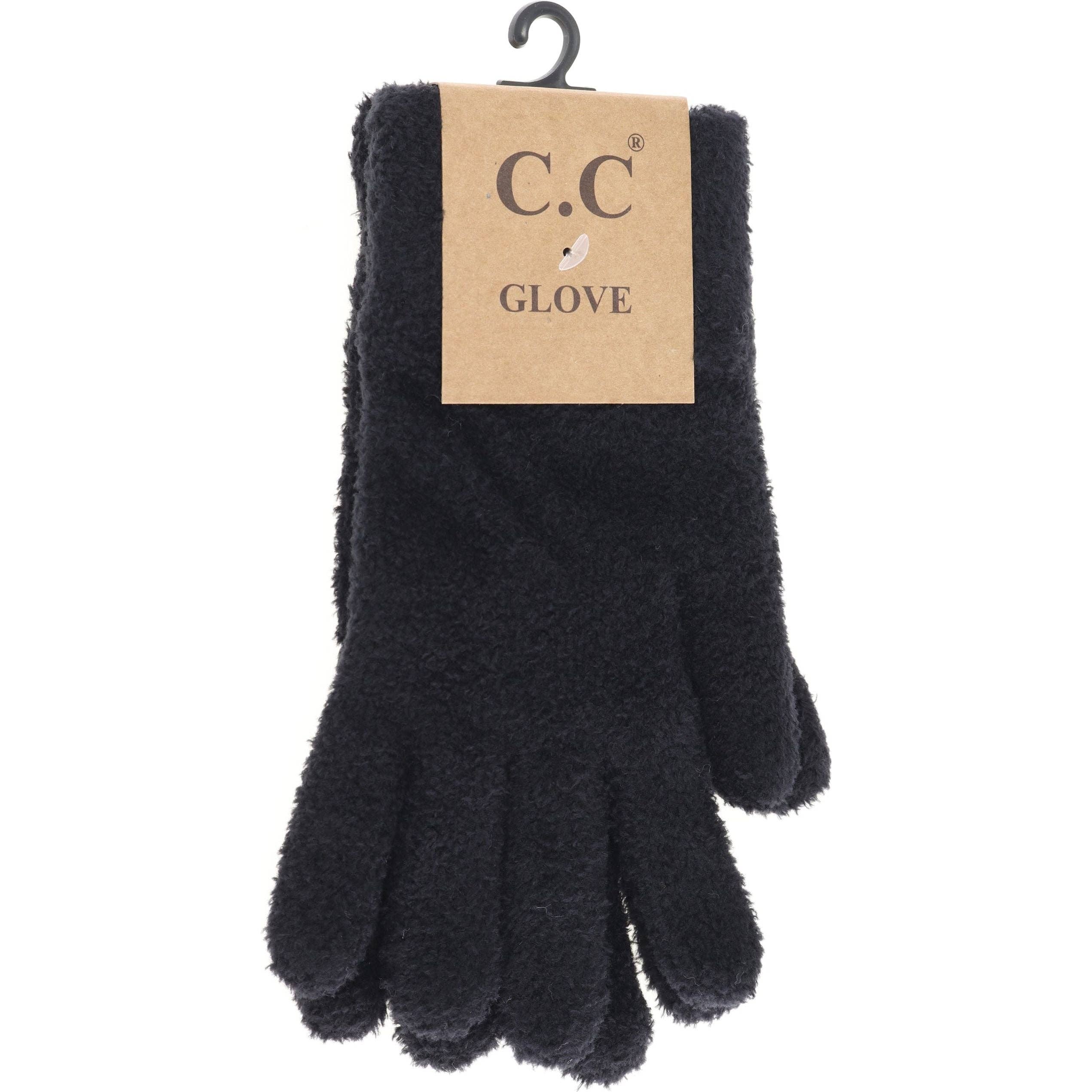 Plush Terry Chenille C.C Gloves GLC0038: Black – Forgotten Room Shop