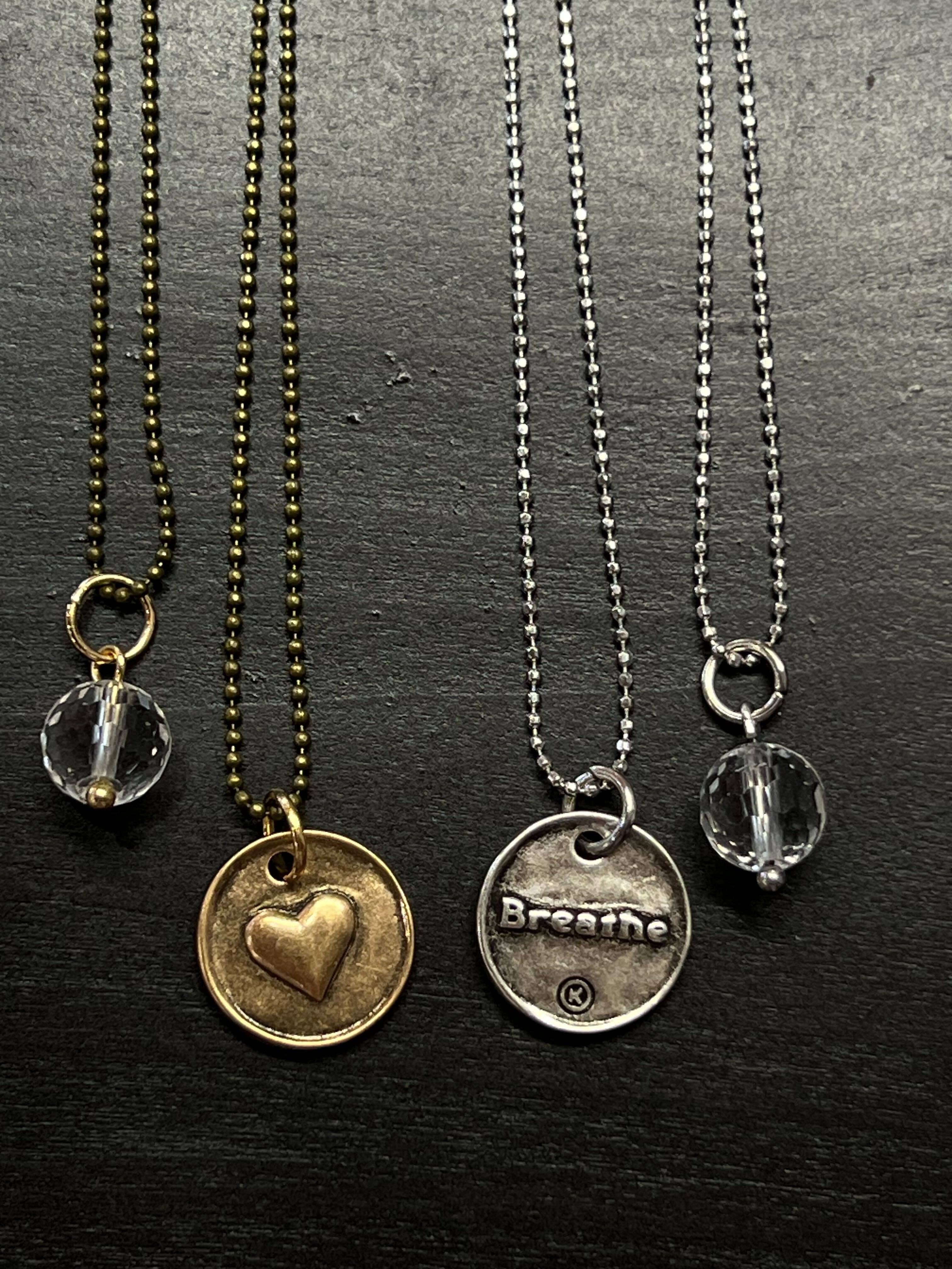 BREATHE | HEART | DESIGN YOUR OWN | Dainty: Silver / Crystal Quartz ...